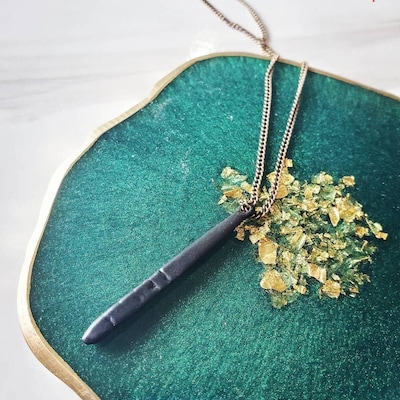 BLACK DRIP Pendant Necklace, Matte Black Mens Necklace, Long Necklace ...