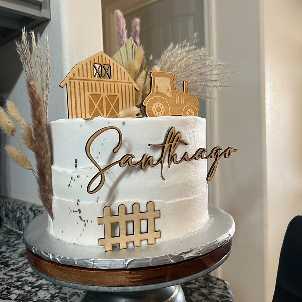 Farm Cake Topper Set Farm Yard Farm Party Birthday Wooden Cake Topper ...