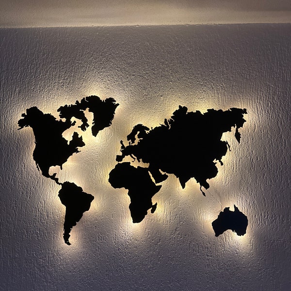 LED WORLD MAP / Wood World Map / Modern Home Decor / Led Wall Art ...