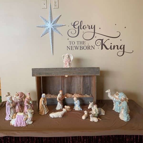 Glory to the Newborn King With Nativity Star Christmas Decals Holiday ...