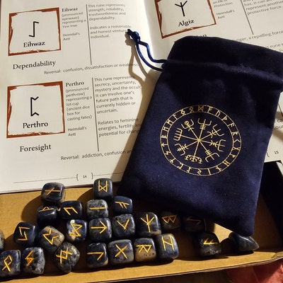 Rune Stones Gift Set Includes 21 Page Guide Book and Free Satin Lined ...