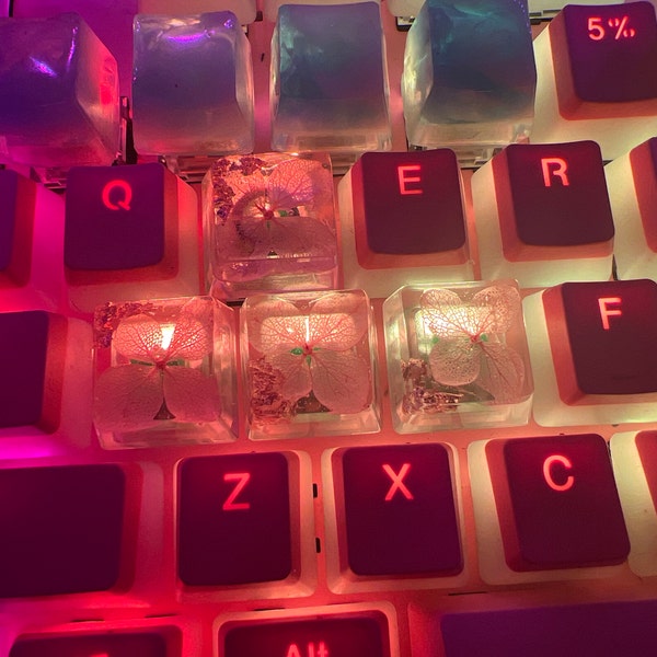 Pink Keycaps Set, Resin Keycap, Cute Keycaps, Spacebar Keycap, Artisan ...