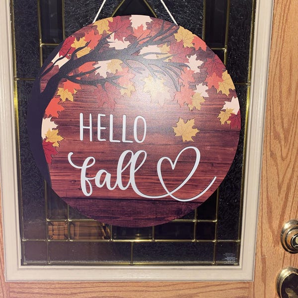 Hello Fall Door Sign, Autumn Door Hanger, Fall Welcome Sign, Autumn ...