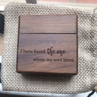 Flip Wood Ring Box Engraved Secret Single Ring Engagement Ring Box ...