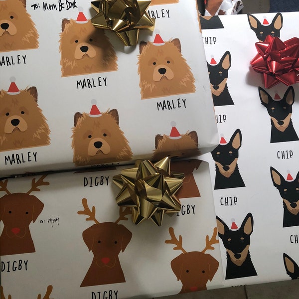 Personalised Dog Christmas Wrapping Paper - Etsy