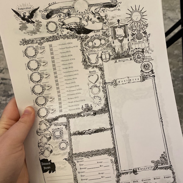 Gothic Vibes Character Sheet - D&D 5e - Etsy