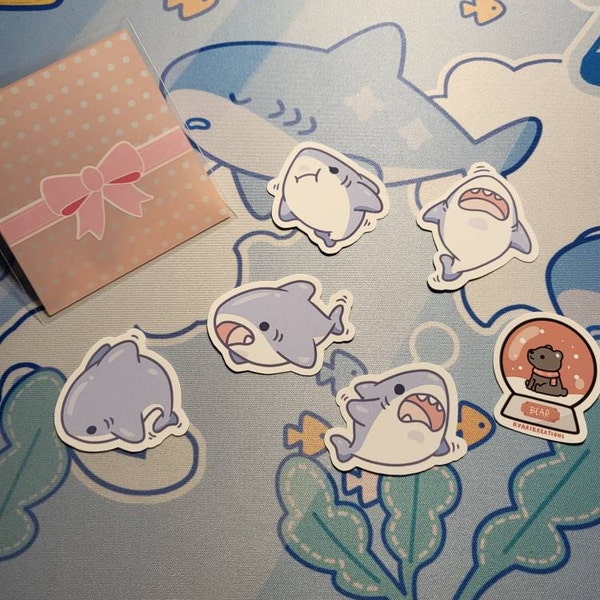 Cute Shark Sticker Set, Baby Shark Stickers - Etsy