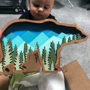 Layered Wolf Art 3D Wall Art Mountains and Trees Outdoor - Etsy