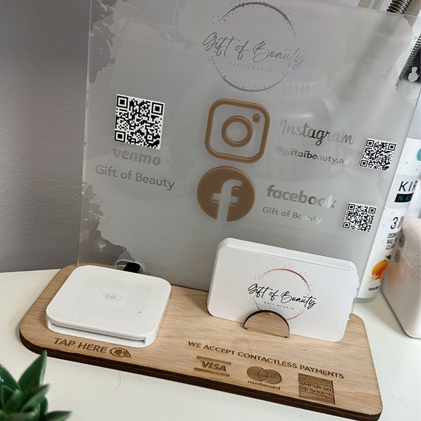 Social Media & Square Reader Holder Stand (acrylic and Wood ...