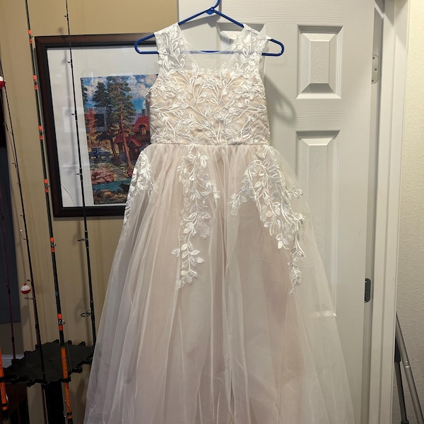 Dusty Rose Flower Girl Dress Off White Top Lace Flower Girl Dress