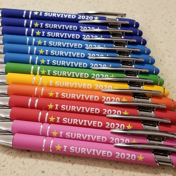 12 Premium Custom Pens With Stylus | Burst of Color | Personalized Soft ...