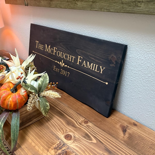 Rustic Wall Sign With Custom Family Name - Farmhouse Style Home Decor ...