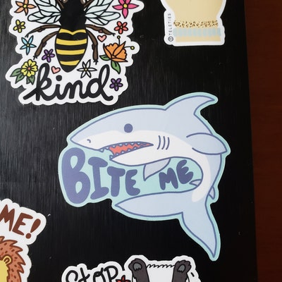 Bite Me, Shark Sticker, Funny Decals, Vinyl Stickers, Cute Stickers ...