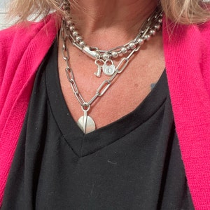 Chunky Ball Chain With Padlock and Key, Uno De 50 Style Key and Padlock ...