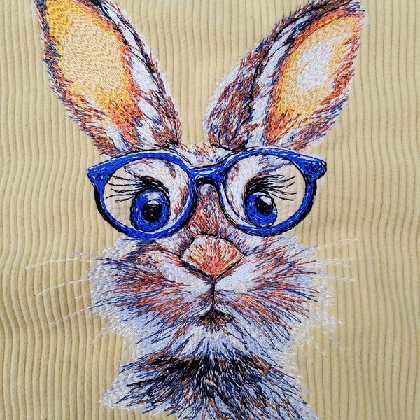 Bunny Machine Embroidery Easter Bunny With Glasses Pattern, 6 Sizes ...