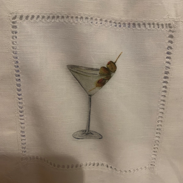 Linen Cocktail Napkin Set Vintage Matchboxes Summer Happy Hour Table ...