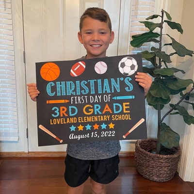 First Day of Preschool Sign 1st Day of Kindergarten Boy Sports Back to ...