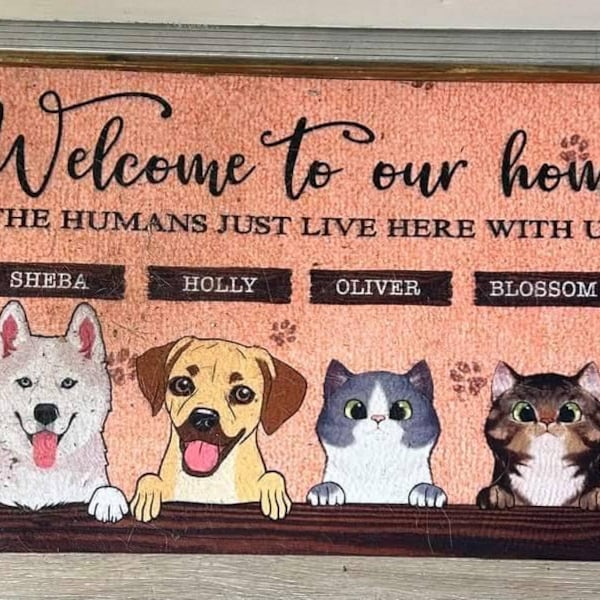 Personalized Dog Cat Doormat, Custom Pet Welcome Mat, Funny Dog Mat ...