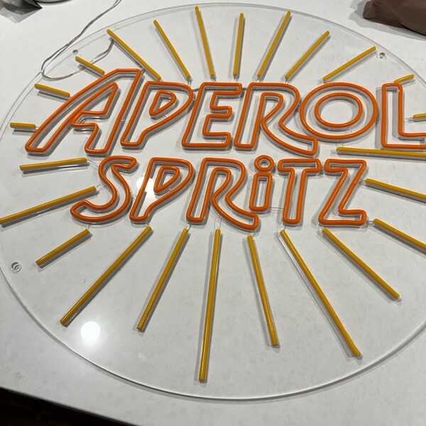 Aperol Spritz Neon Sign With Sunburst, Aperol Cocktail Lounge Neon ...