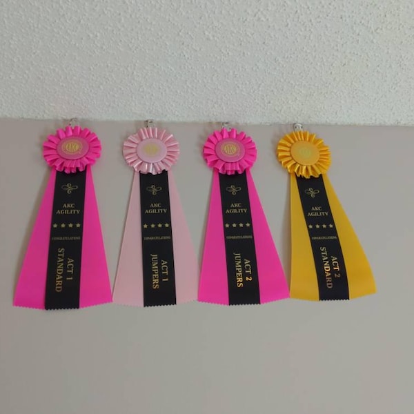 AKC ACT Agility Course Test Title Ribbon Rosette - ACT 1 2 Jumpers ...
