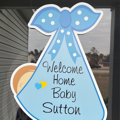 Welcome Home Baby Sign, Stork Yard Decoration Banner, Its a Boy / Girl ...