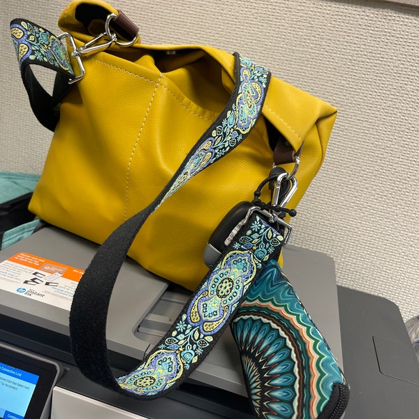 Canvas and Vegan Leather Crossbody Bag, Crossbody Purse, Small ...