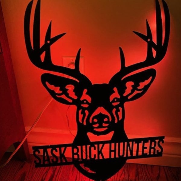 Custom Deer Hunting Monogram Metal Sign LED Lights,personalized Deer ...