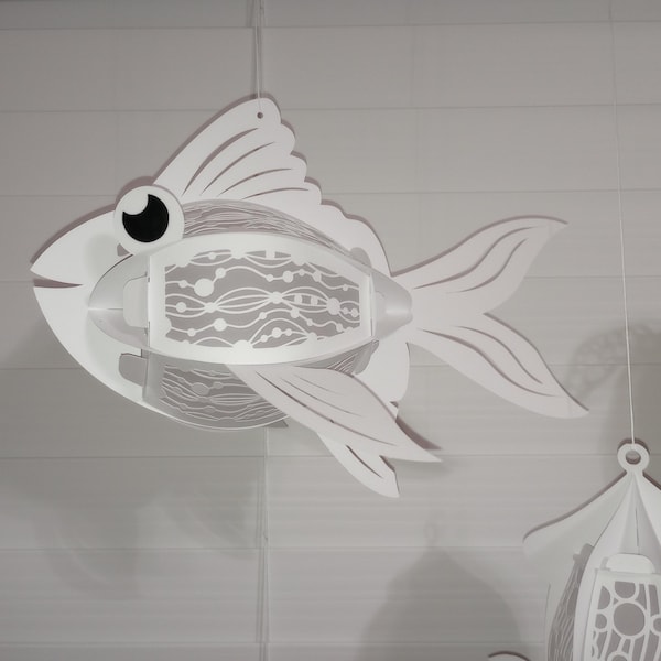 Set 3 Fish Lantern PDF, SVG, Silhouette Studio Templates - Ocean ...