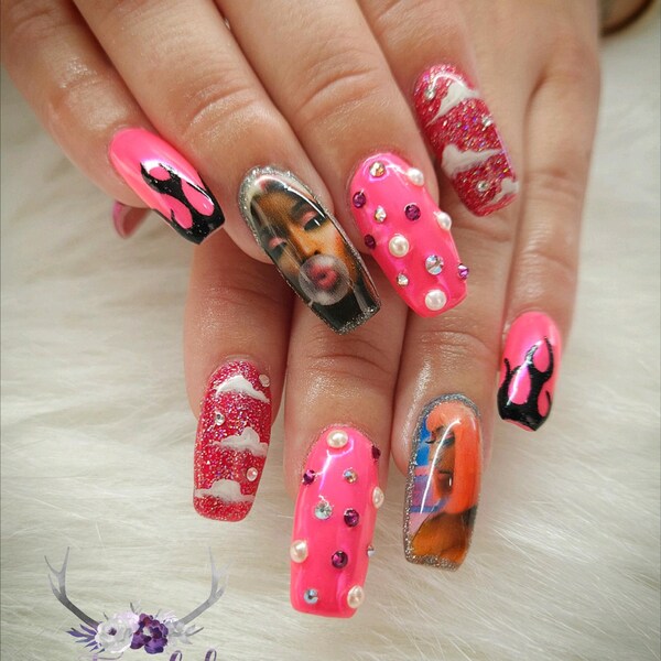 PAPER Chaser-colorful Money Nail Decals 40mm-fits 1XL-2XL Nail Tips - Etsy