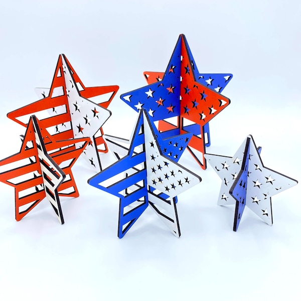 1/8" 3D Standing Stars -set of 5 Patriotic Stars and Stripes for Mantle ...