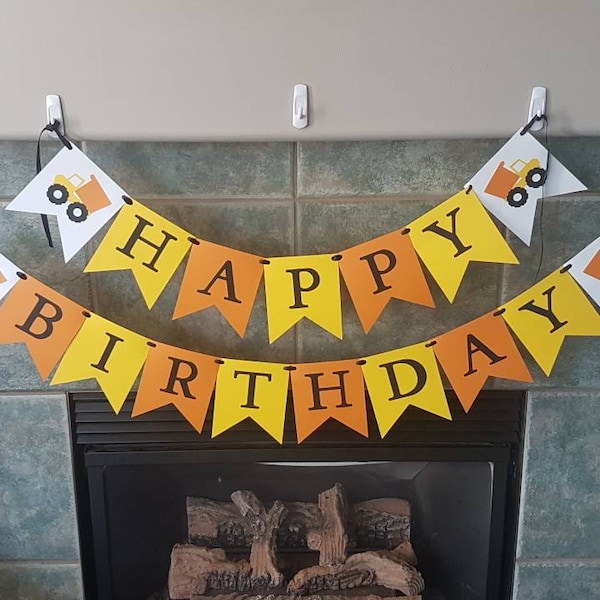 Construction Birthday Banner, Happy Birthday Banner, Dump Truck Banner ...
