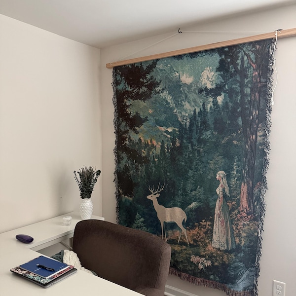 TOG Woven Blanket Fantasy Romance & Stag Tapestry Bookish Gift for ...