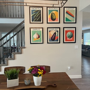 6 Retro Vegetable Art Posters, Bauhaus Inspired Gallery Set, Botanical ...