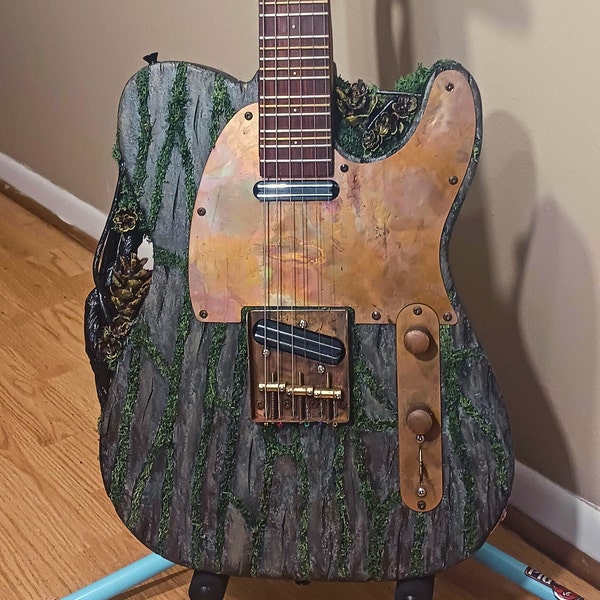 Engraved Telecaster Pickguard & Control Plate Hand Painted Gilded With ...