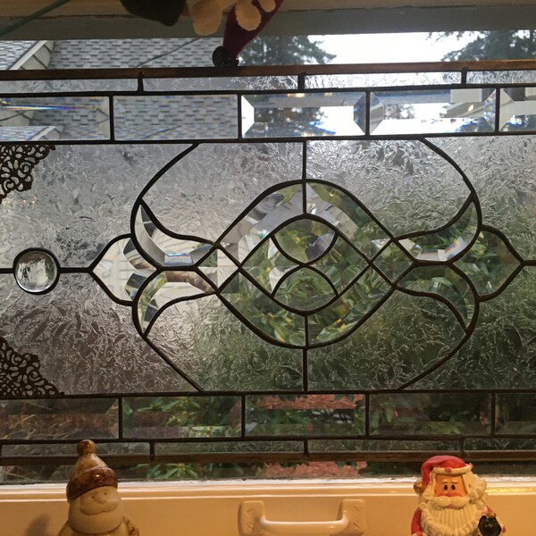 Vintage Look Stained Glass Window Panel, Textured & Beveled Glass ...