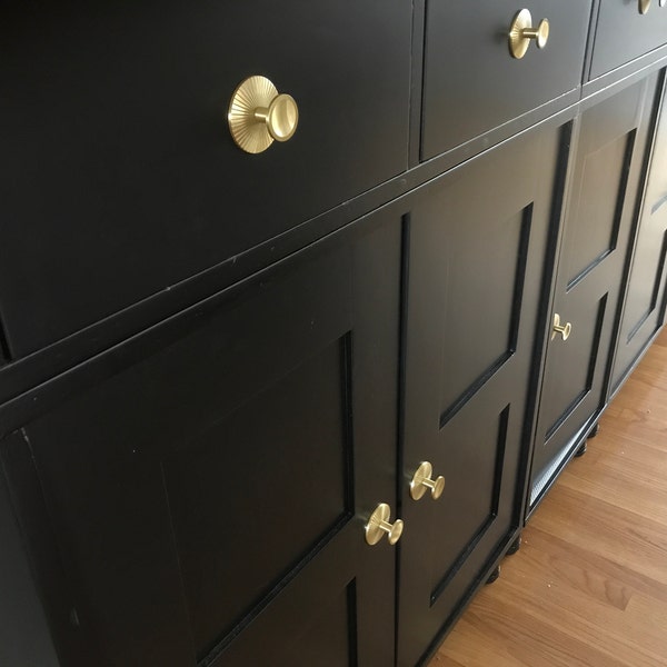 Round Circle Back Plate Drawer Handle With Line Detail/mid Century ...