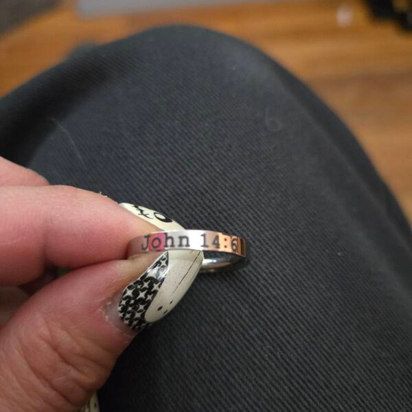 Custom Bible Verse Ring - Stainless Steel Stacking Band Ring ...
