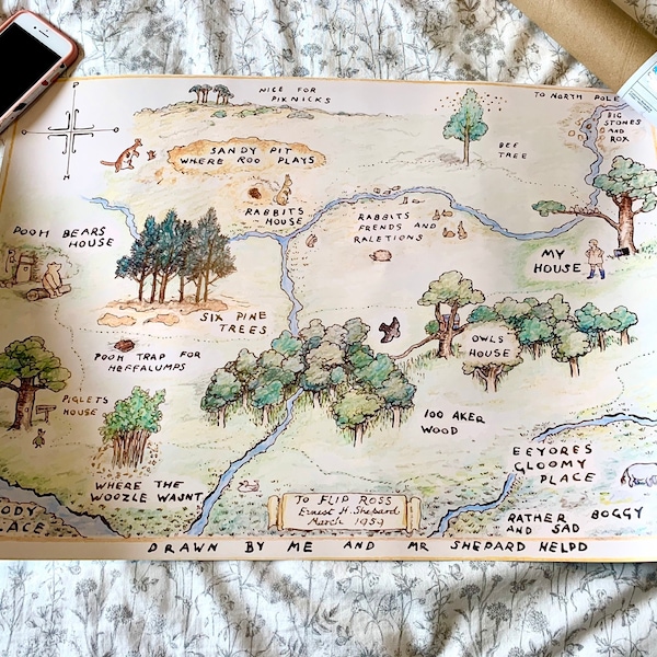100 Aker Wood Map - Winnie the Pooh Print - Etsy