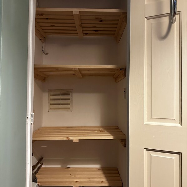 Wooden Slatted Shelf Shelving Airing Laundry Cupboard *custom Made ...