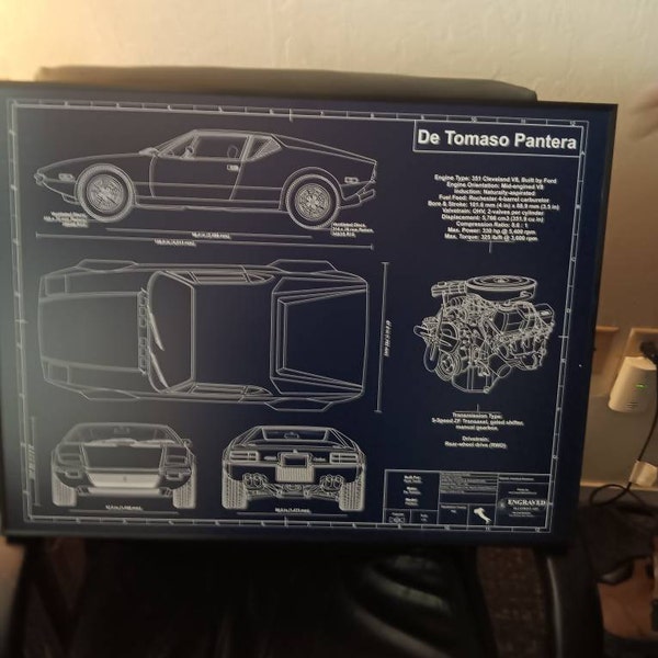 Chevrolet Impala SS 1963 Hardtop Laser Engraved Wall Art, Blueprint ...