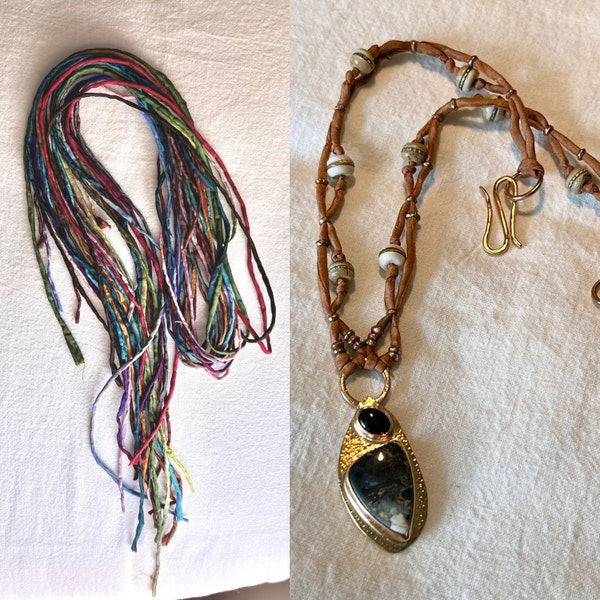 Warm Earthy Silk Cord Assortment 2-3mm Hand Dyed Hand Sewn Cording Bulk ...