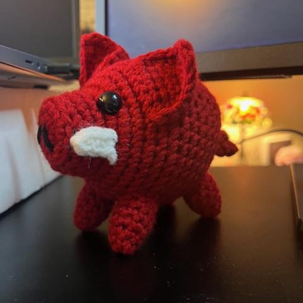 MINI Crochet Stuffed Razorback | Handmade Arkansas Hog Plush | Football ...