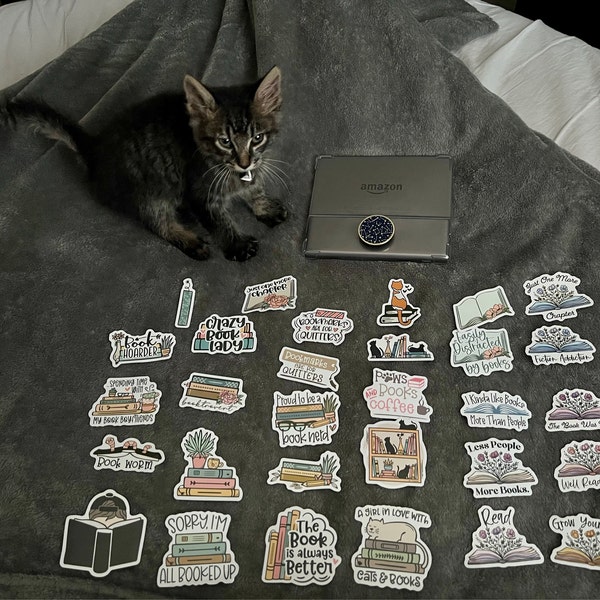 30 PCS Book and Cat Mix Vinyl Sticker Pack | Love Reading | Vinyl ...