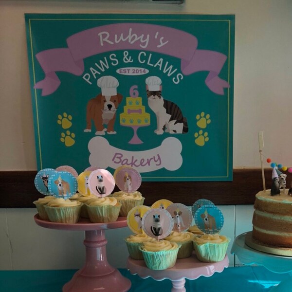 Pet Party Theme Cake Table Backdrop Printable Kids Birthday Banner ...