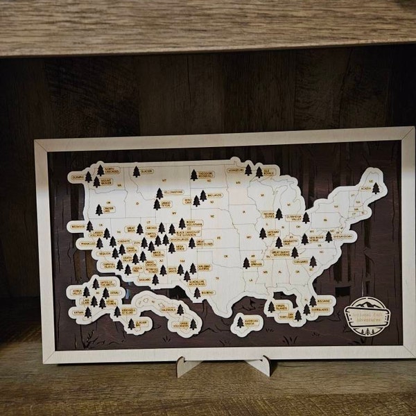 National Park Map, National Park Sign, Wooden, Gift, US National Parks ...