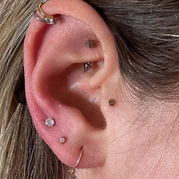 14K Solid Gold Threadless Dangle Hidden Helix Earrings/cartilage ...