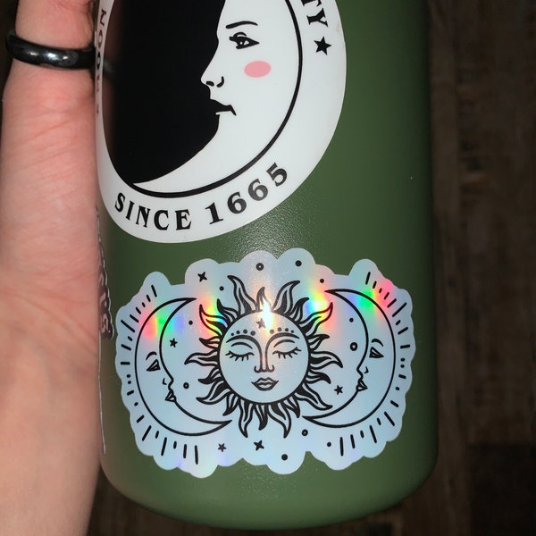 Holographic Sun and Moon Sticker, Sun Sticker, Moon Sticker, Sun, Moon ...