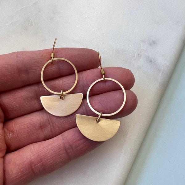 Brass Semi Circle Charms - Semi Circle Shaped Raw Brass Connector With ...