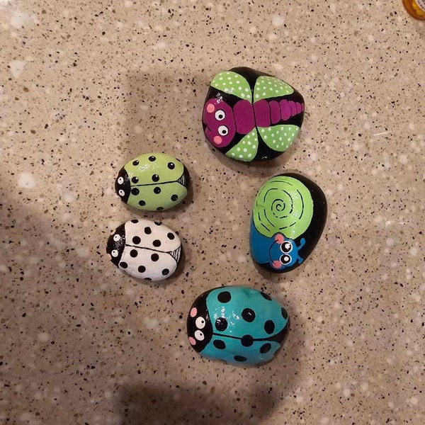 LADYBUG COUSINS, Baby Bugs, Hand Painted Rocks, Ladybugs, Garden Decor ...
