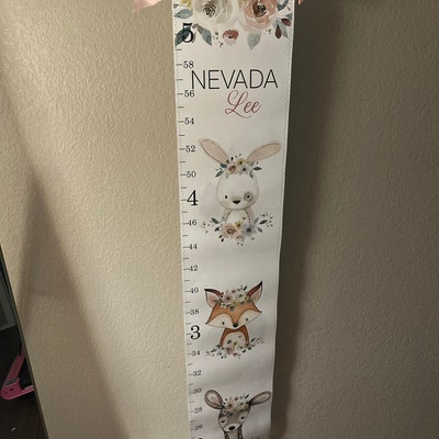 Wolf Growth Chart, Woodland Growth Chart, Canvas Growth Chart, Woodland ...